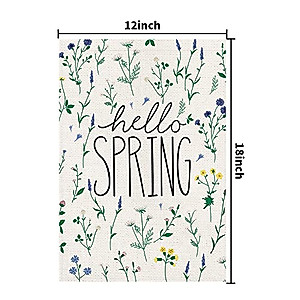 Hello Spring Tulip Lavender Garden Flag 12 x 18 Inch Double Sided Burlap, Seasonal Flower Yard Outdoor Decoration DF243