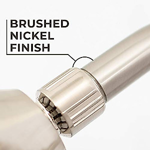 12 Inch Shower Head Extension Arm by JSJacksonSupplies S Shaped Design Extender High Rise Curved Style with Flange Stainless Steel Long Goose Neck Curve Standard 1/2" Connection Brushed Nickel Finish