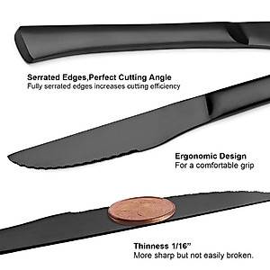 sharecook SHARECOKK Steak Knives Set of 4 - Stainless Steel Serrated Steak Knives, Kitchen Steak Knife Set, Dishwasher Safe