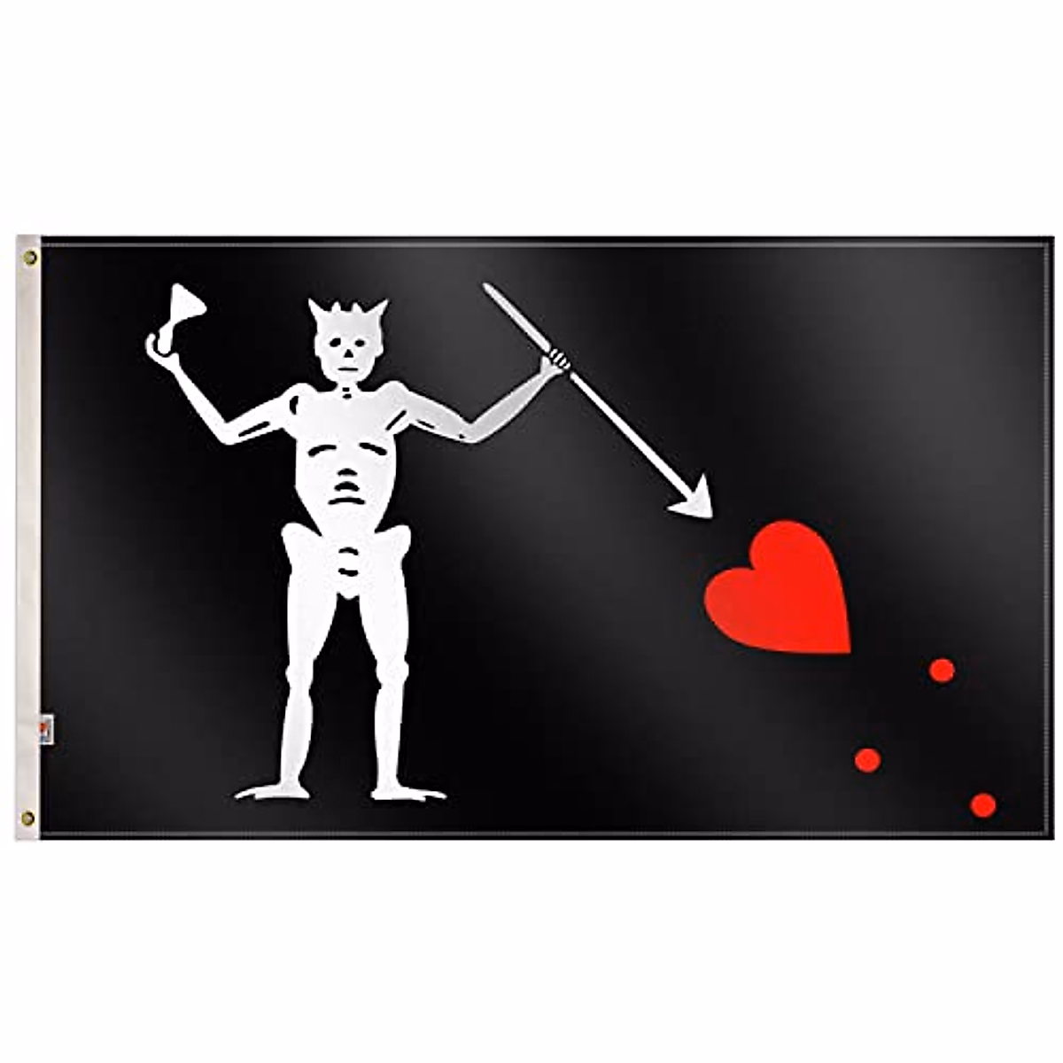 Rhungift Double Sides Pirate Edward Teach Flag Large 3x5 Ft, Moderate-Outdoor 100D Polyester,Canvas Header and Double Stitched- Bloody flags BlackBeard Halloween Flag