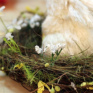 aporake Easter Bunny Statue, Standing Straw Rabbit, Simulation Bunny Garden Decor, Hand-Woven Straw Animal Figurine Festival Home Ornament (#11)