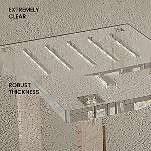 GOIOOIA Acrylic Shower Bench for Inside Shower 10.04" D X 15.55" W X 16.14" H, Heavy Duty (Hold Up to 300lbs) Bathroom Shower Stool with Storage Shelf, for Shaving Legs & Spa, Waterproof Non-Slip