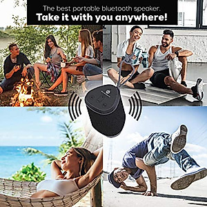 Bluetooth Speaker Portable Wireless Waterproof, from SilverOnyx, Loud Crystal Clear Stereo Sound, Rich Bass Subwoofer, Built-in Mic, IPX6 Rated Speakers, Perfect for Pool, Shower, Home, Travel - Black