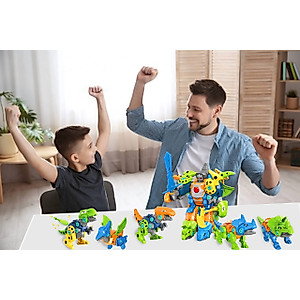 Children's Day Take Apart Robot Toy 5 in 1 Transformer Dinosaur Toys Screwdriver Transforming T-rex Building Toy STEM Educational Construction Transform Gifts for Kids Boys Girls 3 4 5 6 7 Years Old