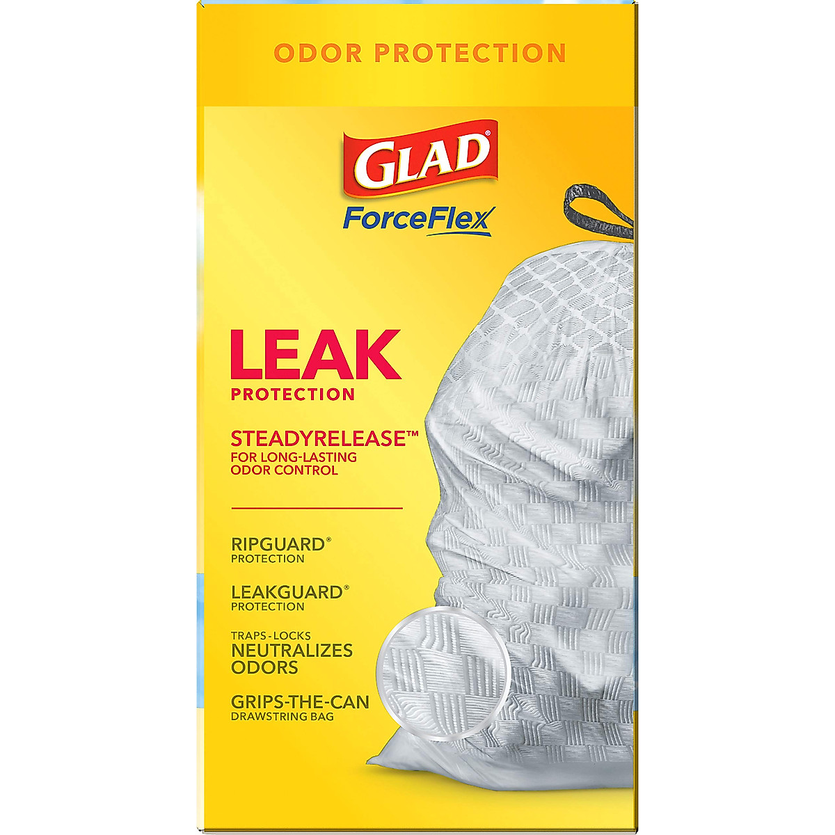 GLAD ForceFlex Tall Drawstring Trash Bags, 13 Gallon Grey Trash Bags for Tall Kitchen Trash Can, Fresh Clean with Febreze Freshness to Eliminate Odors, 80 Count - Packaging May Vary