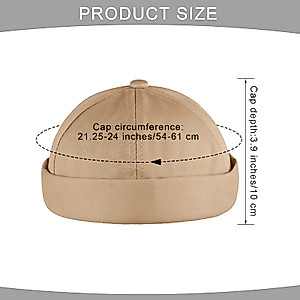 URATOT 4 Pieces Brimless Hat Docker Cap Retro Cotton No Brim Hat Adjustable Rolled Cuff Brimless Hats for Men