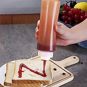 OAMCEG 8 Pack Condiment Squeeze Bottles 16 OZ Durable Plastic Squeeze Squirt Bottle with Discrete Measurements, for Ketchup, BBQ, Sauces, Syrup, Condiments, Dressings, Arts and Crafts - BPA Free