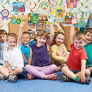 100 Days of School Hanging Swirls Happy 100 Days of Kindergarten School Foil Swirls Ceiling Hanging Decorations for Kids 30Pcs