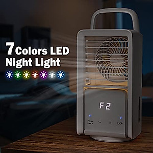 Portable Air Conditioners, USB Personal Evaporative Air Cooler with 12H Timer, 3 Wind Speeds 7 Colors Light, Touch Screen Desktop Cooling Fan with Large Water Tank for Home Room/17
