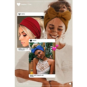 Huachi Headbands for Women 6 Packs Cute Bow Head Bands for Women’s Hair, Elastic Wide Knotted Hairbands Headwrap Turban Hair Accessories