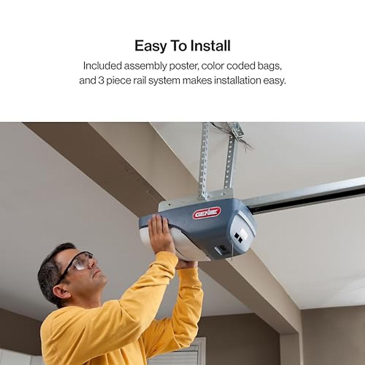 Genie SilentMax 1000 Garage Door Opener - Ultra-Quiet Belt Drive - Includes two 3-Button Pre-Programmed Remotes, Wall Console, Wireless Keypad, Safe T-Beams - Model 3042-TKH, 140V DC Motor
