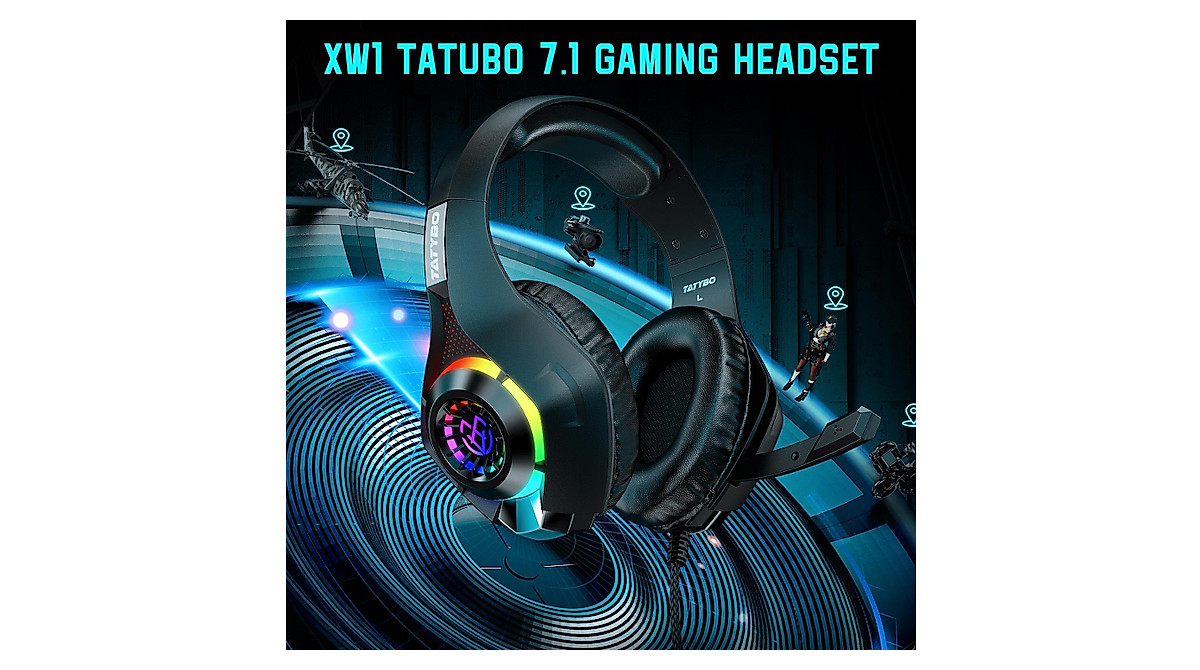 Tatybo Gaming Headset: Surround Sound & RGB Light