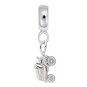 Sterling Silver Riding Lawn Mower Charm Dangle Beads for Bracelets