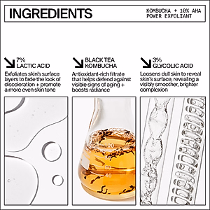 Youth To The People Kombucha + 10% AHA Power Exfoliant (4 fl oz), Overnight Resurfacing Peel, Helps Fade Discoloration + Smooth Skin Texture, Lactic + Glycolic Acid, Fragrance-free, Vegan