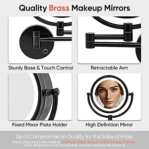 GURUN 8.5 Inch Magnifying Makeup Mirror with 3 Tones LED Lights Double Sided Vanity Mirror for Bathroom with 10X Magnification M1809DO (Oil-Rubbed Bronze/10X)