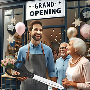 Grand Opening Ceremony Kit — 25" Giant Ribbon Cutting Scissors Black and Royal Blue Satin Ribbon for Grand Openings Inaugurations Ceremonies & Special Events