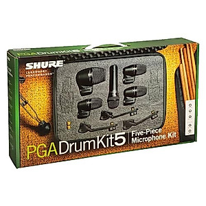 Shure PG ALTA 5-Piece Drum Microphone Kit for Performing and Recording Drummers - Includes Mics, Mounts and Cables with options for Kick Drum, Snare and Tom (PGADRUMKIT5)
