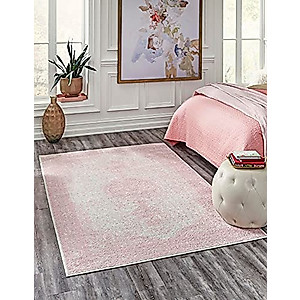 Rugs.com Dover Collection Rug – 2' x 3' Pink Low-Pile Rug Perfect for Entryways, Kitchens, Breakfast Nooks, Accent Pieces