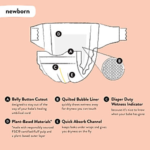 The Honest Company Clean Conscious Diapers for Sensitive Skin | Hypoallergenic, Fragrance Free | Gender Neutral Prints | Club Box, Size Newborn, 72 Count