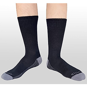 APTYID Men's Moisture Wicking Cushioned Crew Work Boot Socks, Size 9-12, Black, 6 Pairs