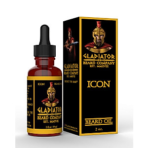 Gladiator Beard™ Oil (2 oz.) – Icon Scent – Ultra-Conditioning Formula with 9 All-Natural Carrier Oils Rich in Vitamin E to Soften and Strengthen Your Beard - Made in the USA