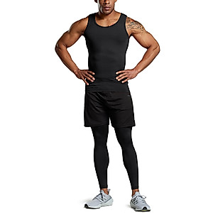 ATHLIO Men's Cool Dry Compression Sleeveless Tank Top, Sports Running Basketball Workout Base Layer, 3pack Tank Top Black/Black/Black, Small