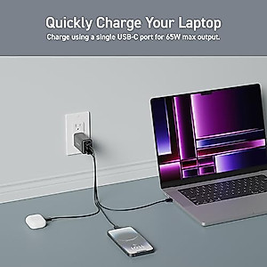 ELECOM 65W USB C Wall Charger Block, 3 Multi Port GaN II Plus Fast Charging, Compact Power Adapter for Multiple Devices, iPhone, Laptop, Tablet, iPad, Airpods, Watch, Speakers, Samsung (Black)