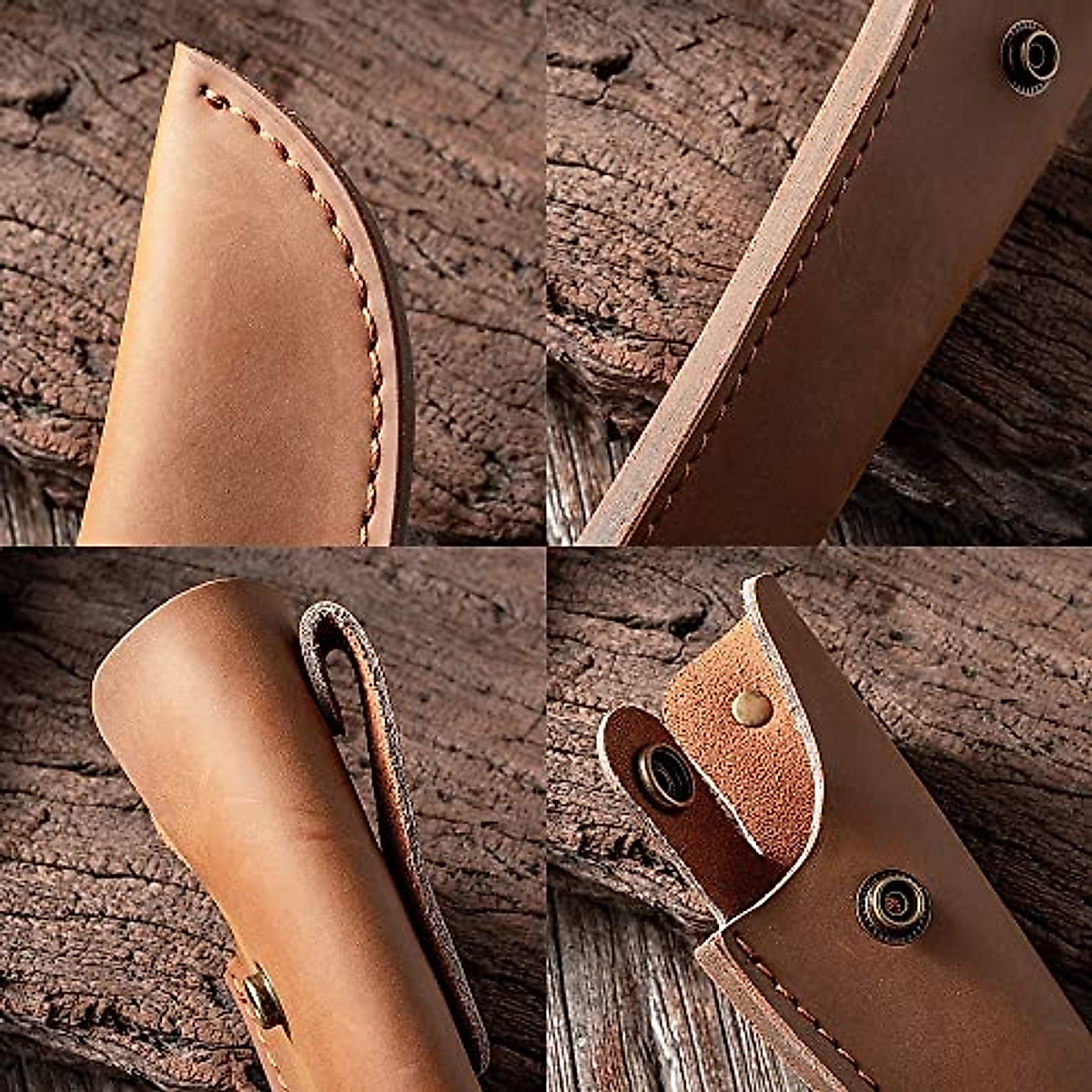 DONGKER Leather Knife Sheath, 5.5" Vertical Knife Holster w/Belt Loop for Blade Knife (No Blades)