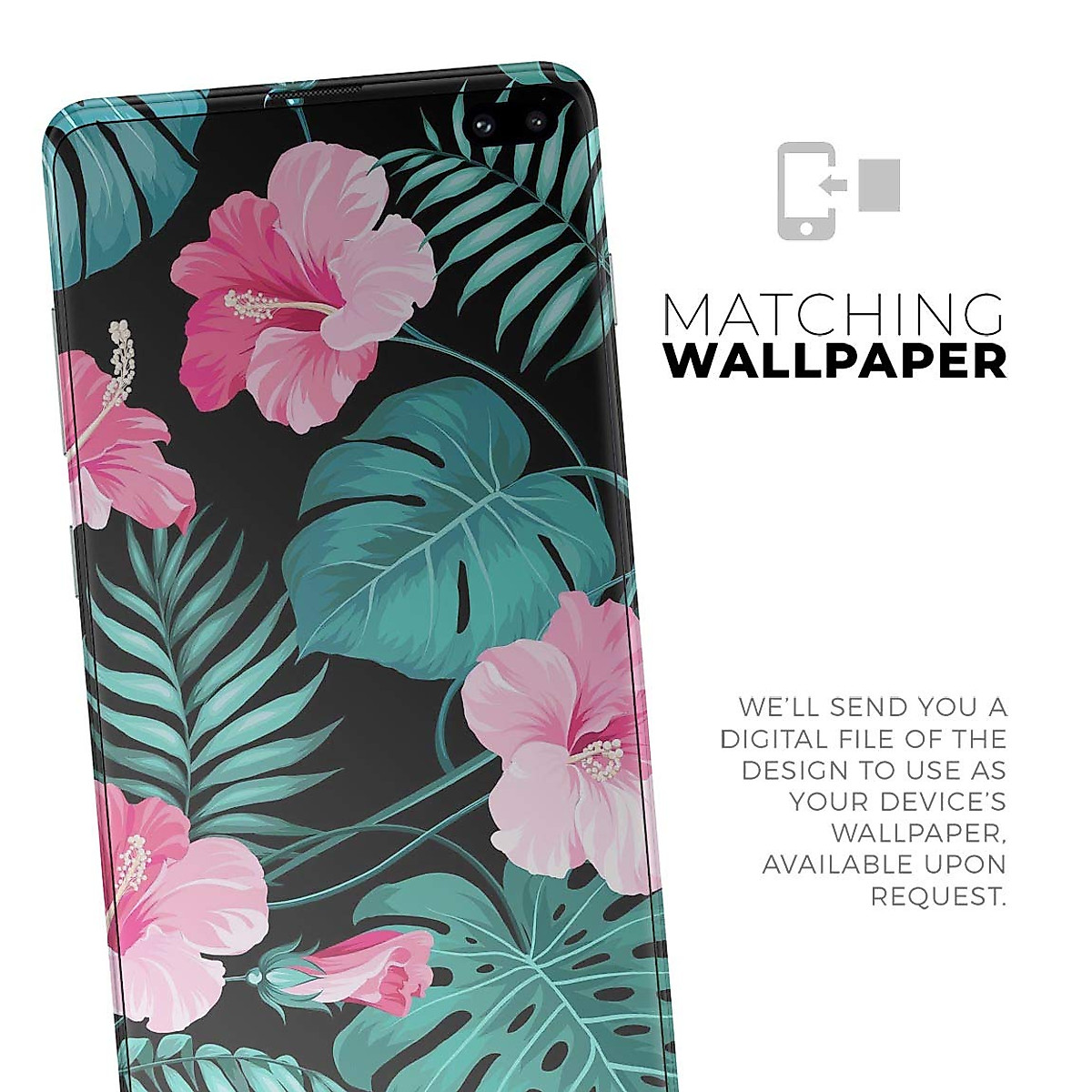 DesignSkinz Tropical Mint and Vivid Pink Floral v2 Protective Vinyl Decal Wrap Skin Cover Compatible with The Samsung Galaxy S20 (Screen Trim & Back Glass Skin)