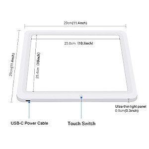 PULUZ 29cm Photography Shadowless Light Panel Ultra Bright LED Fill Light Background Panel Touch Bottom Light Photo Box Light with USB-C Power Suitable for Jewelry Cosmetic Handicraft Shooting