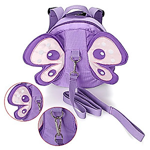 Hipiwe Baby Anti-Lost Backpack Butterfly Walking Safety Belt Harness Toddler Reins Strap with Leash (Purple)