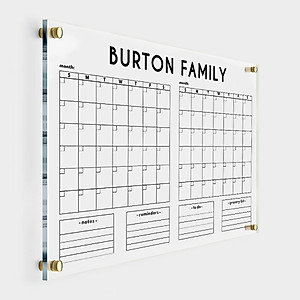 Acrylic Two Month Wall Calendar - Personalized Calendar 2024, Two Month Planner Family Calendar 2024 Calendar w Marker, Monthly and Weekly Double
