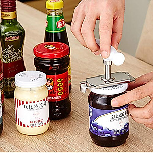 Jar Opener, Caliamary Jar Lid Opener for Seniors with arthritis, Adjustable Stainless Steel Lids Off Easy Jar Opener for 0.98-3.93inch Bottle Can (White)