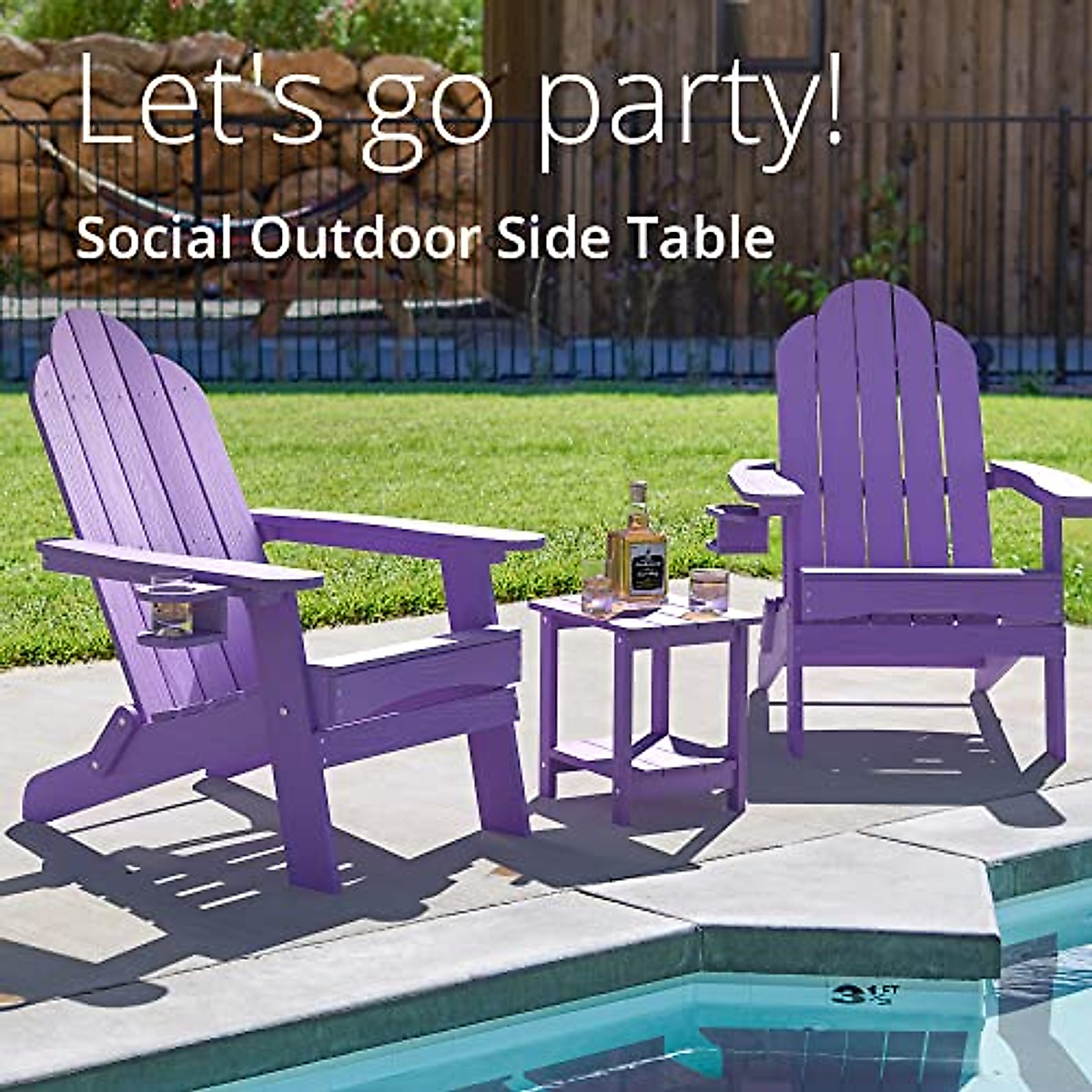 LUE BONA Adirondack Outdoor Side Table, 2-Tier Purple HDPS Patio End Table Weather Resistant, Morden Side Table for Patio, Pool, Porch