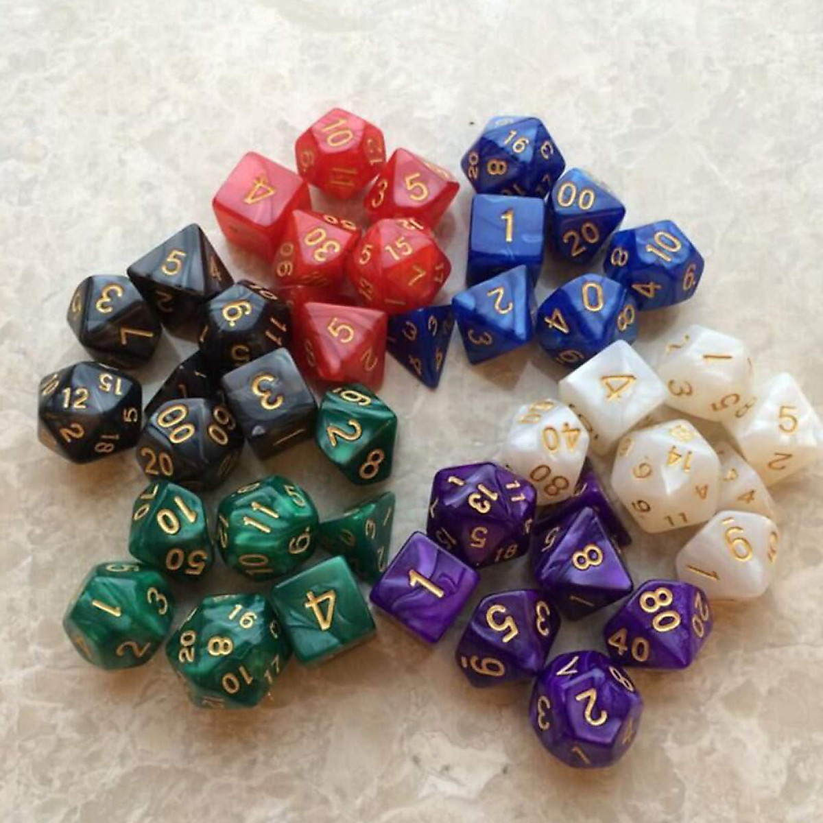 7Pcs Multicolor Polyhedral Numbers Dice for Party Table Board Game