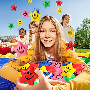 20 Pieces Star Smile Face Stress Balls Star Mini Foam Smile Ball Smile Face Toys Mini Stress Relief Star Smile Balls for School Carnival Reward, Student Prizes, Party Bag Fillers(Rich Style)