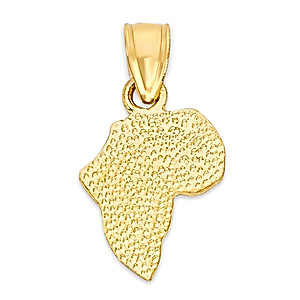 10k Real Solid Gold Dainty Africa Pendant, African Jewelry Gifts for Her