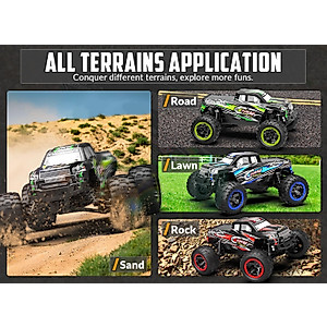 RACENT RC Car, 1:16 Scale All Terrain Monster Truck, 30MPH 4WD Off Road Fast Remote Control Toy 2.4Ghz High Speed Electric Vehicle with 2 Rechargeable Batteries, 40+ Min Play, Gift for Boys Adults