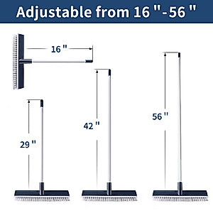 BOOMJOY Floor Scrub Brush with 57" Long Handle, 12" Wide Brush Head, 2 in 1 Scrape and Brush, Stiff Bristle for Cleaning Bathroom, Patio, Kitchen, Tile, Wall and Deck