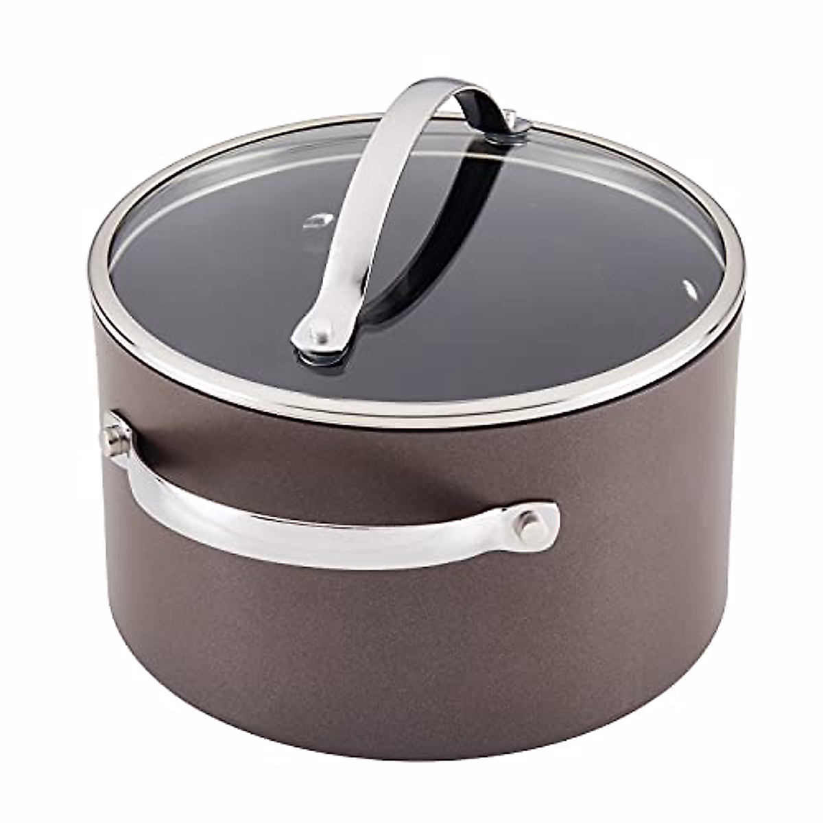 Ayesha Curry Kitchenware Professional Hard Anodized Nonstick Sauce Pot/Saucepot/Saucepan with Lid, 4 Quart, Charcoal