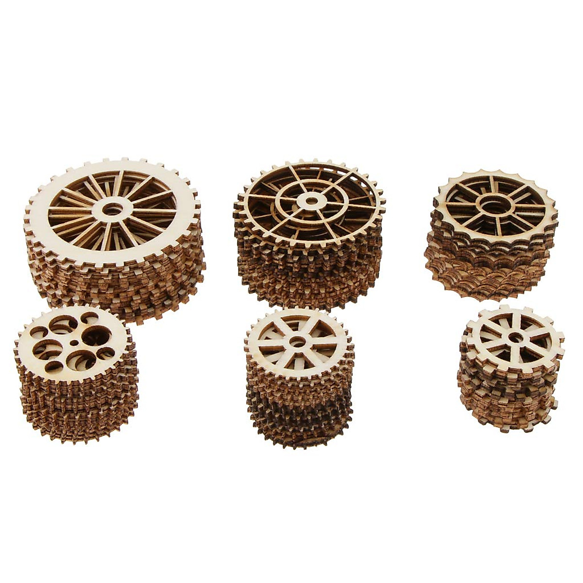 Fityle Pack of 70 Unfinished Blank Gear Wheel Wooden Pieces Gift Tags DIY Art Craft Project