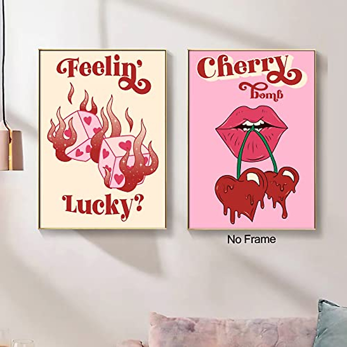 Retro Aesthetic Pink Wall Art & Vintage Groovy Room Decor