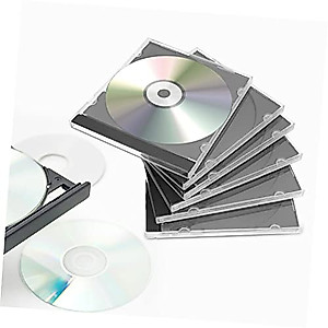 CIYODO 6pcs Casing Sleeve Binders Discs Black Clear Case and Cases Protects Portable Square Protective Tray Clam Nonwovens Holder Holders Against Color Assembled CD for