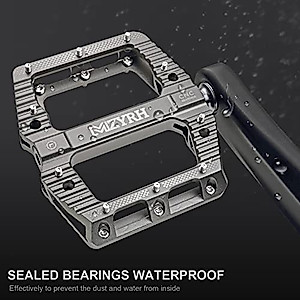 MZYRH Road/Mountain Bike Pedals MTB Pedals Bicycle Flat Pedals 3 Bearings 9/16” Aluminum Alloy Bicycle Platform Pedals for BMX MTB (TI)