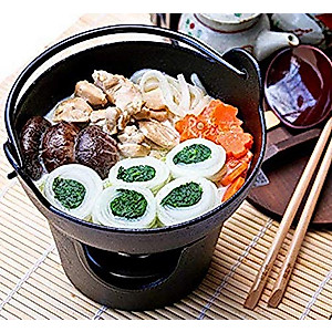 Happy Sales HSNBS-IRORI, Japanese Style Single Serving Shabu Shabu Pot Pan Hot Pot Sukiyaki Pan Irori Nabe Pot with Wooden Lid and Cooking Stove 32 fl. oz 7" Diameter