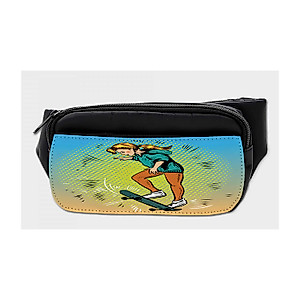Lunarable Extreme Sports Bumbag, Skateboarding Girl, Fanny Pack Hip Waist Bag
