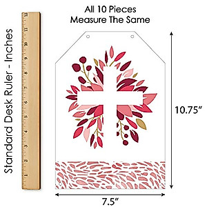 Big Dot of Happiness Pink Elegant Cross - Hanging Vertical Paper Door Banners - Girl Religious Party Wall Decoration Kit - Indoor Door Decor