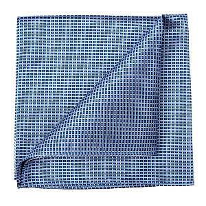 KissTies Mens Blue Tie Set Checkered Necktie Blue Ties + Pocket Square
