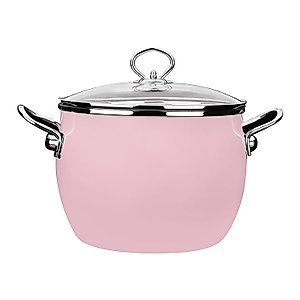 GFHVDC Pasta Pot Nonstick Cookware Enamel Stock Pot with Lid Large Cooking Pot Flat Bottom Stew Pot for Soup, Stew, Canning Induction Pasta Pot, for Stove Non Stick Soup Pot,Pink