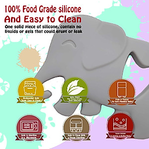 Baby Teething Toys Baby Teethers for Babies 0-6 Months 6-12 Months Infants (Glacier Gray, Elephant)